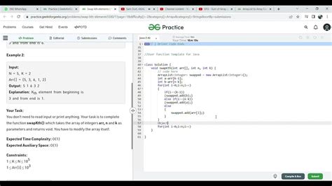 Gfg Swap Kth Elements Using Java Youtube