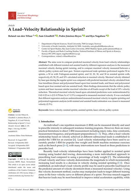 Pdf A Loadvelocity Relationship In Sprint