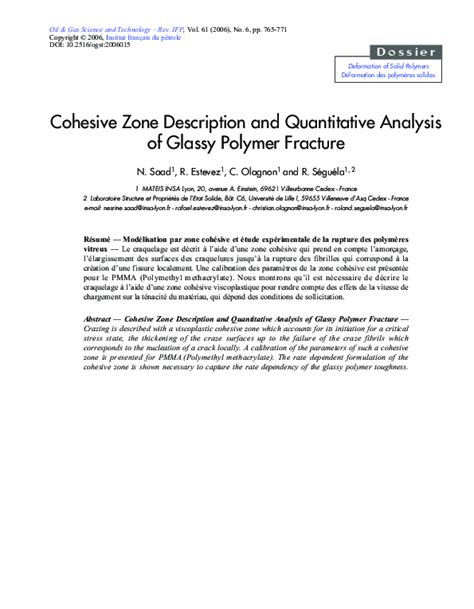 Pdf Cohesive Zone Description And Quantitative Analysis Of Glassy Polymer Fracture