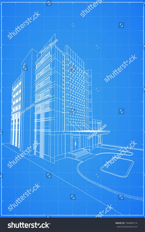 Abstract 3d Render Building Wireframe Vector Stock Vector Royalty Free 184885514 Shutterstock