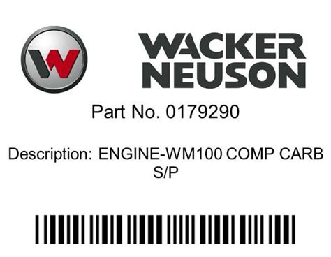 Wacker Neuson Engine Wm100 Comp Carb S P Part No 0179290 Hydro Technology Systems Inc