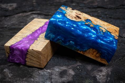 Premium Photo Casting Epoxy Resin Maple Burl Wood On The Table