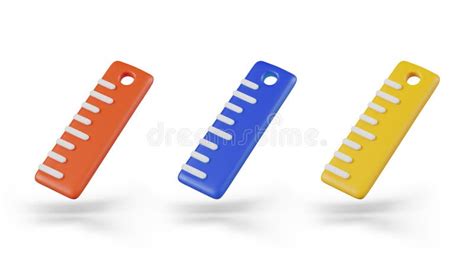 Set Of Vector 3d Rulers Of Different Colors Classic Desktop Tool For Measuring Distance Stock
