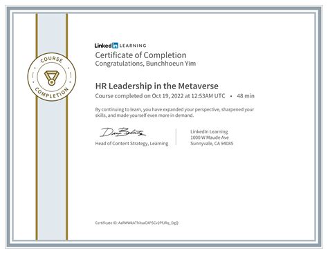 Bunchhoeun Yim En Linkedin Certificate Of Completion
