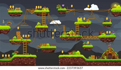 2d Arcade Game Night Level Map Stock Vector Royalty Free 2237393637