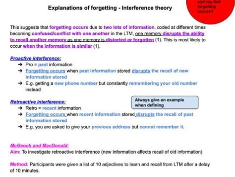 A Level Psychology Aqa Paper 1 Memory Notes Teaching Resources