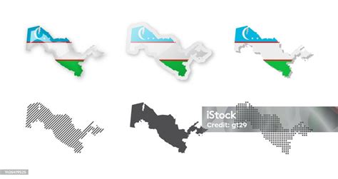 우즈베키스탄 지도 컬렉션 서로 다른 디자인의 여섯 가지지도 0명에 대한 스톡 벡터 아트 및 기타 이미지 0명 3차원 형태 개체 그룹 Istock