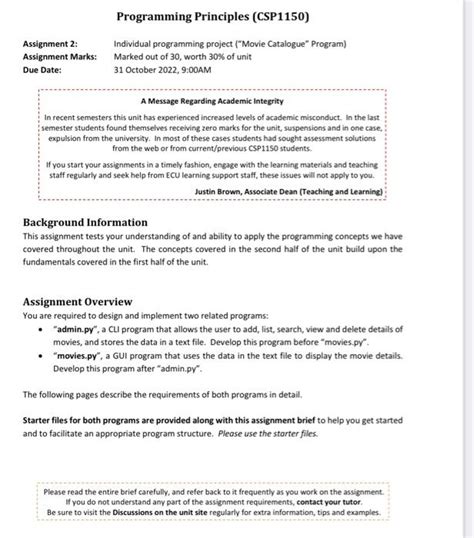programming principles csp1150 assignment 2