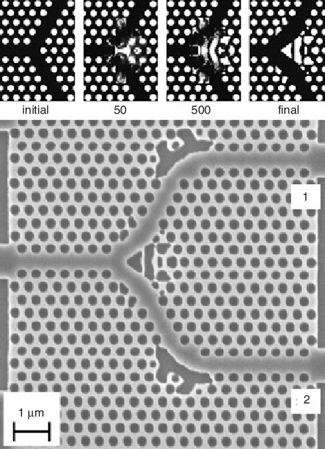 scanning electron micrograph of fabricated structure containing