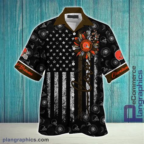 Cleveland Browns Nfl Hawaii Shirt Sunflower Custom Your Nickname