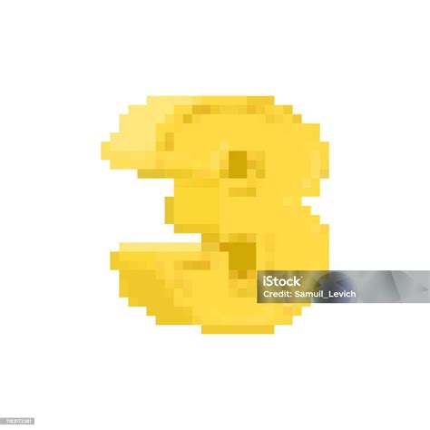 3 숫자 픽셀 아트 만화 글꼴 8 비트 세 숫자 어린이 알파벳 픽셀화 벡터 일러스트레이션 0명에 대한 스톡 벡터 아트 및 기타 이미지 Istock