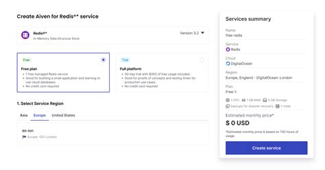 set up hosted redis® database for free