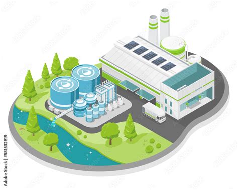 Industrial Wastewater Treatment Process In Factory Plant Ecology Sewage