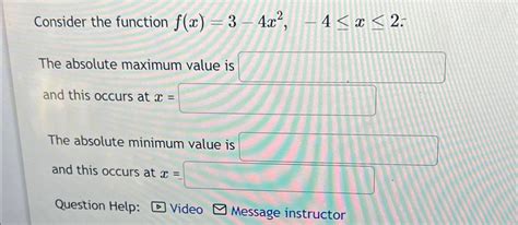 solved consider the function f x 3 4x2 4≤x≤2 the absolute