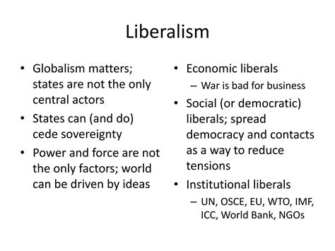 Realism And Liberalism Pptx Political Issues And Policy Politics