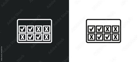 Comparision Table Outline Icon In White And Black Colors Comparision Table Flat Vector Icon