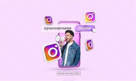 3d 아이콘이 있는 인스타그램 소셜 미디어 배너 템플릿에서 우리를 팔로우하세요 프리미엄 Psd 파일