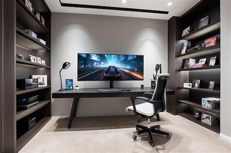 Premium Photo Clutterfree Gaming Environment Sleek Design Display