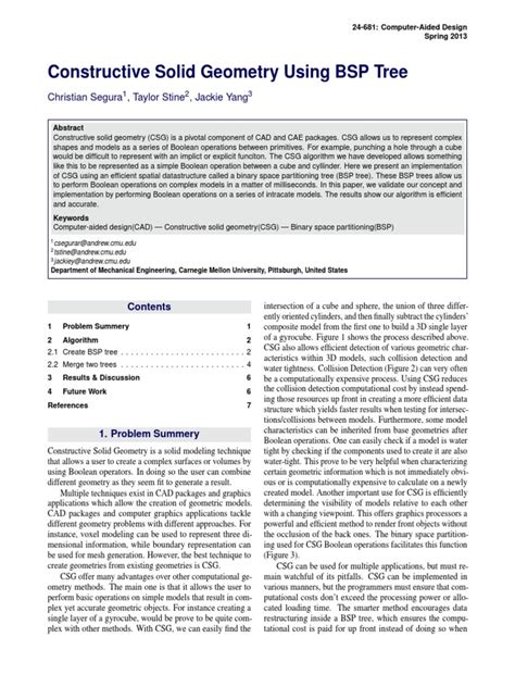 Csg Report Pdf Geometry Computing
