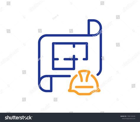 Engineering Plan Line Icon Technical Documentation Stock Vector