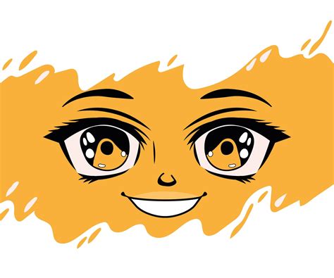 Smiling Anime Face 6617405 Vector Art At Vecteezy