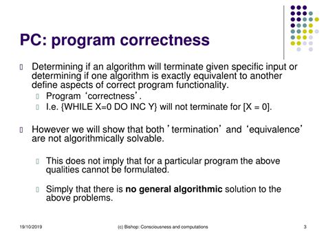 ppt unsolvable decision problems in computing program correctness and the self applicability