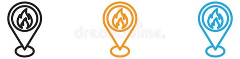 Fire Location Icon Vector Logo Set Collection For Web App Ui Stock Illustration Illustration