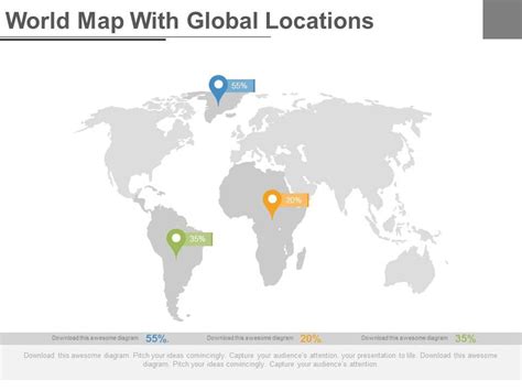 World Map With Global Locations Powerpoint Slides Presentation Graphics Presentation