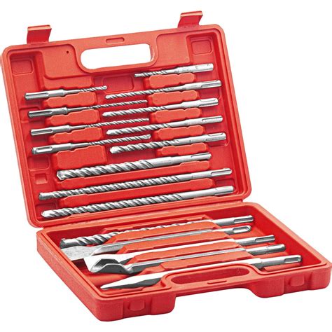Topex 17 Piece Sds Plus Rotary Hammer Drill Bits Set And Chisel Bits Hole