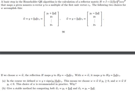 solved a basic step in the householder qr algorithm is the