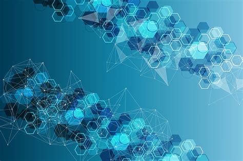 과학 네트워크 패턴 연결 선과 점 기술 육각 구조 또는 분자 연결 요소 가상현실에 대한 스톡 벡터 아트 및 기타 이미지 가상현실 가상현실 시뮬레이터 개념 Istock