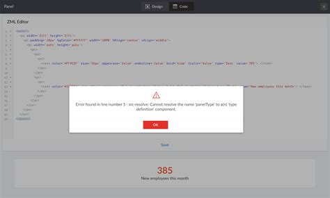 Error When Saving Zml Code In Creator Pages Cannot Resolve The Name