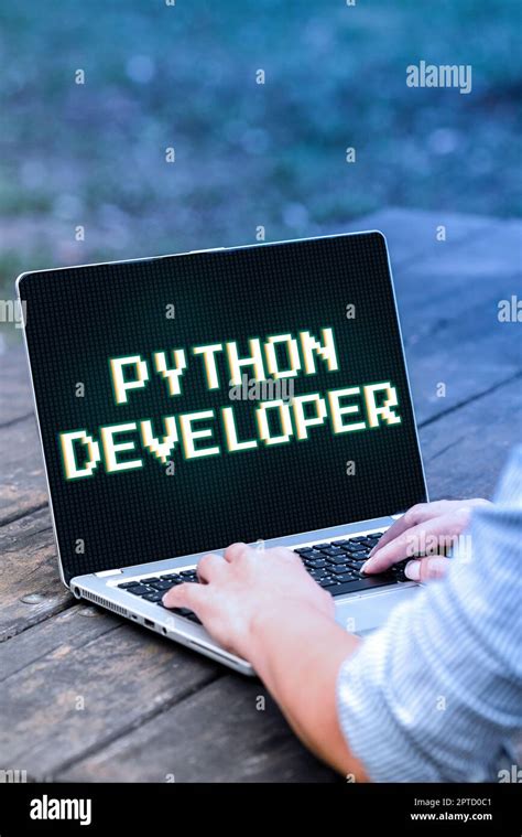 Text Sign Showing Python Developer Business Showcase Employees Are