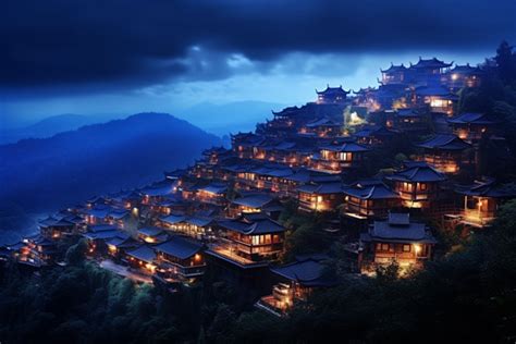 国内城市贵州千户苗寨旅游景点风景摄影图