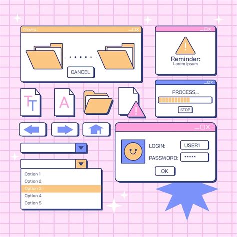 손으로 그린 복고풍 컴퓨터 창 무료 벡터