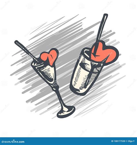 Wine Glasses Sketch Vintage Illustration Isolated On White Background