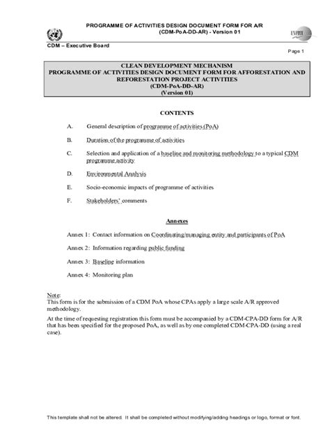 Teb036programme Of Activities Design Document Form For