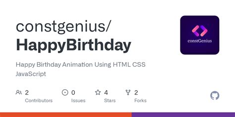 Github Constgeniushappybirthday Happy Birthday Animation Using Html