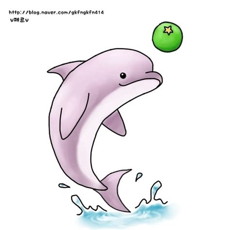 손그림 강좌 귀여운 돌고래 캐릭터 그리기 네이버 블로그
