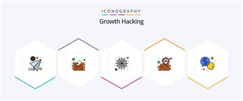 hacking 25 filledline icon pack including development shield wall security antivirus