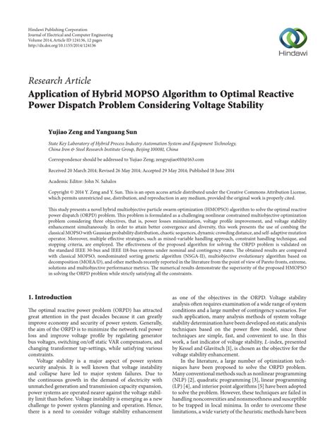 pdf application of hybrid mopso algorithm to optimal reactive power dispatch problem