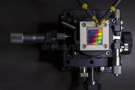 Checking Turn On Small Oled Displays Of White Color With A Probe Station Stock Image Image Of