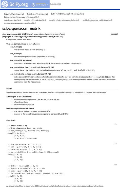 Sparse Matrix Python