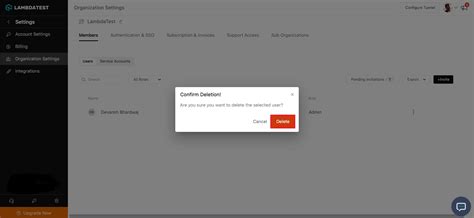 User Management Lambdatest