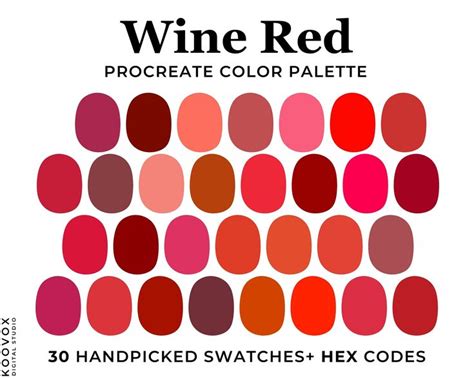 Red Color Palette For Procreate Shades Of Red Hex Codes Procreate Swatches Procreate Palette