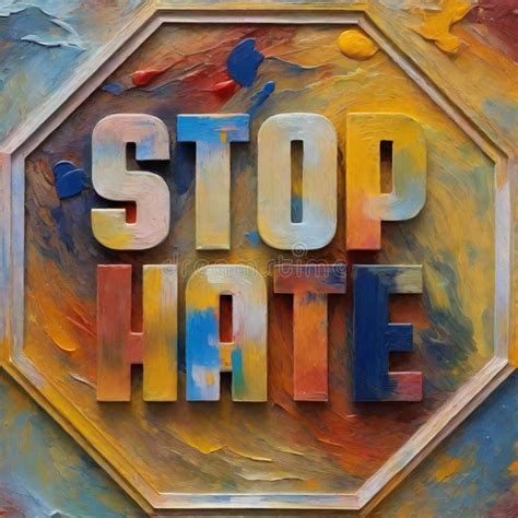 Stop Hate Logo In Oil Painting 3d Stock Illustration Illustration Of