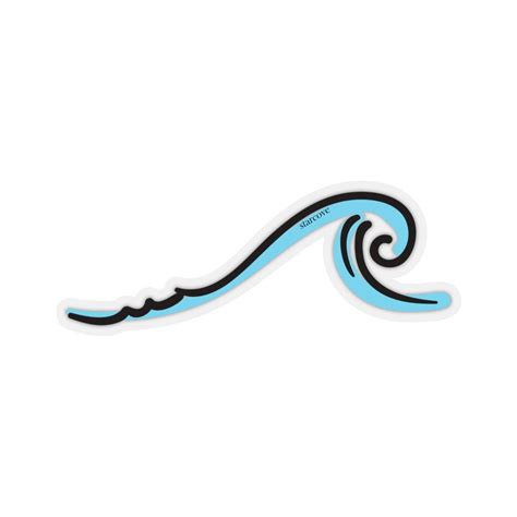 Wave Sticker Ocean Sea Wave Hand Drawn Blue Laptop Vinyl Cute