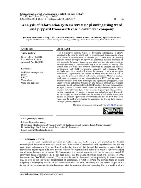 Analysis Of Information Systems Strategic Planning Using Ward And Peppard Framework Case E
