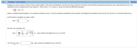 Solved Suppose You Drop A Stone Of Mass M From A Great