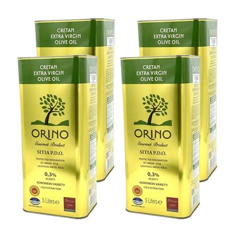 Huile Dolive Crétoise Extra Vierge Aop Orino Les 4 Bidons De 5 0 L